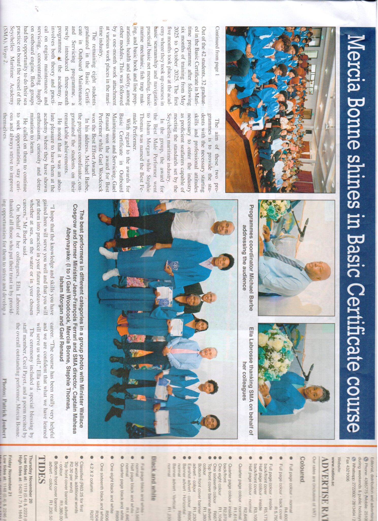 Seychelles Maritime Academy (SMA)Graduation Ceremony – Certificate in ...